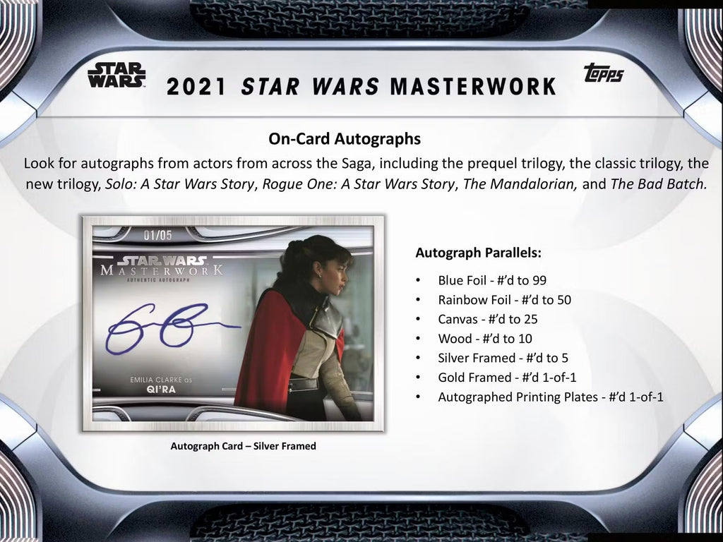 2021 Topps Star Wars Masterwork Hobby Trading Cards – The Ballers Bank TCG